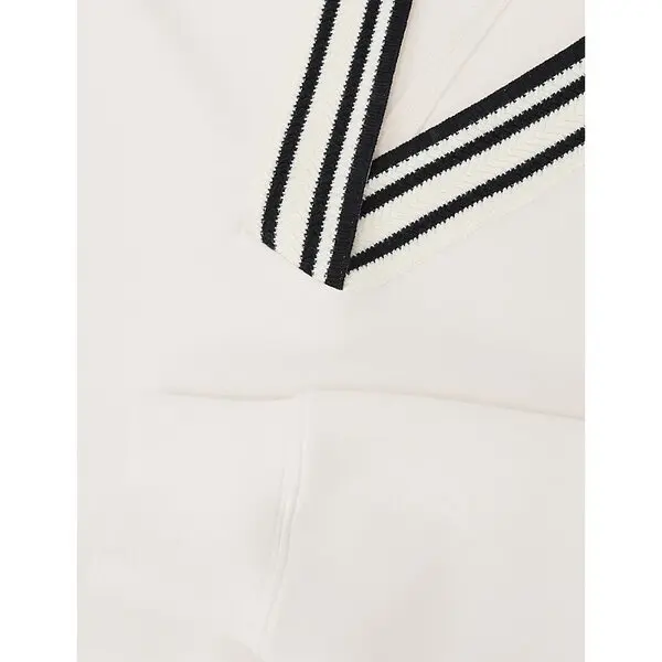 REISS Cropped V-neck Sweatshirt With Striped Trim