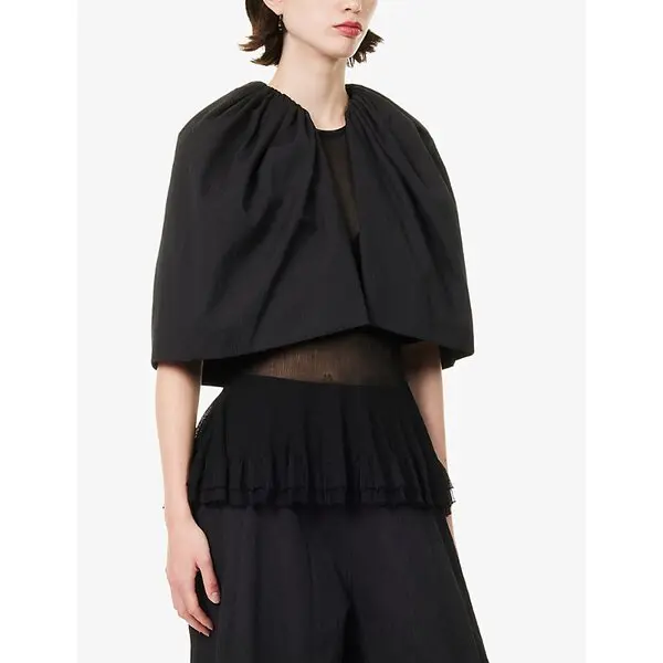 ASHLYN Gathered Cotton-blend Cape