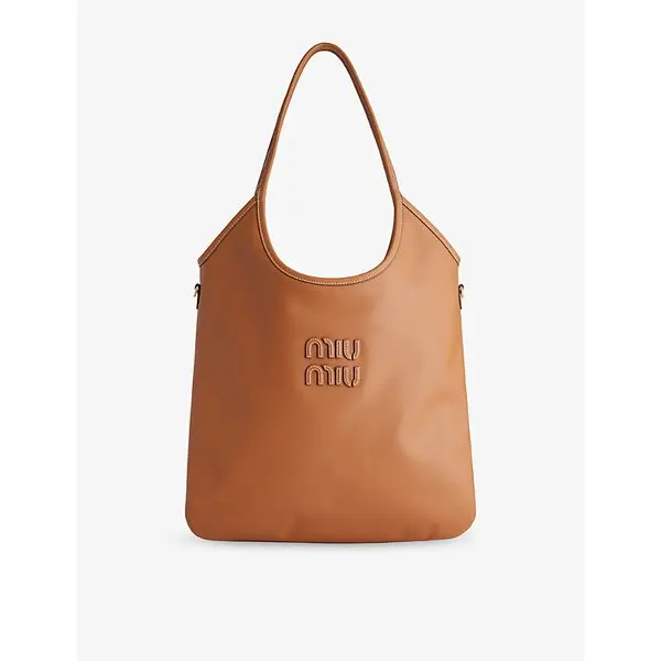 Miu Miu Ivy Leather Shoulder Bag - Cognac