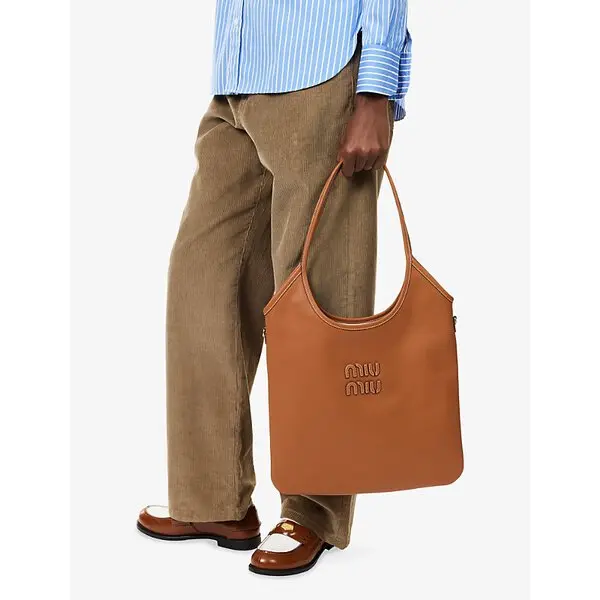 Miu Miu Ivy Leather Shoulder Bag - Cognac