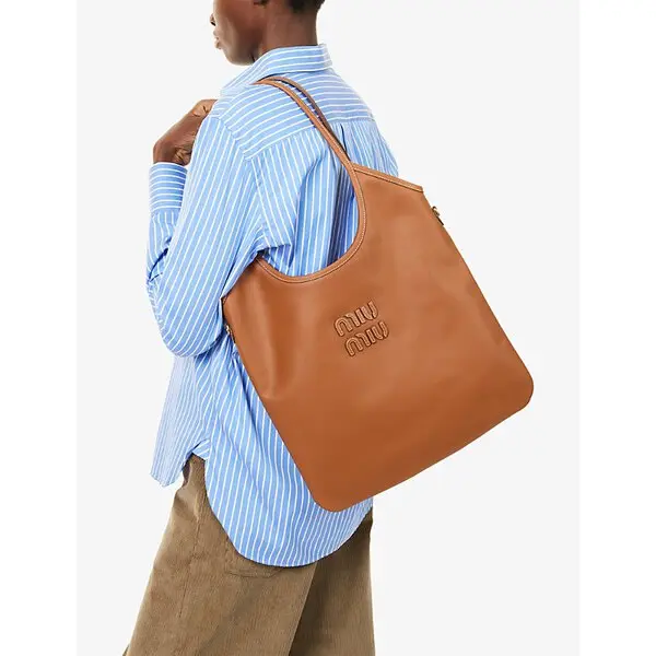 Miu Miu Ivy Leather Shoulder Bag - Cognac