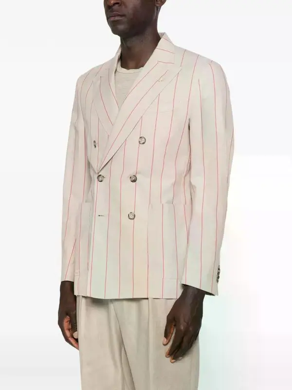 MANUEL RITZ Double-breasted Striped Blazer - Neutrals