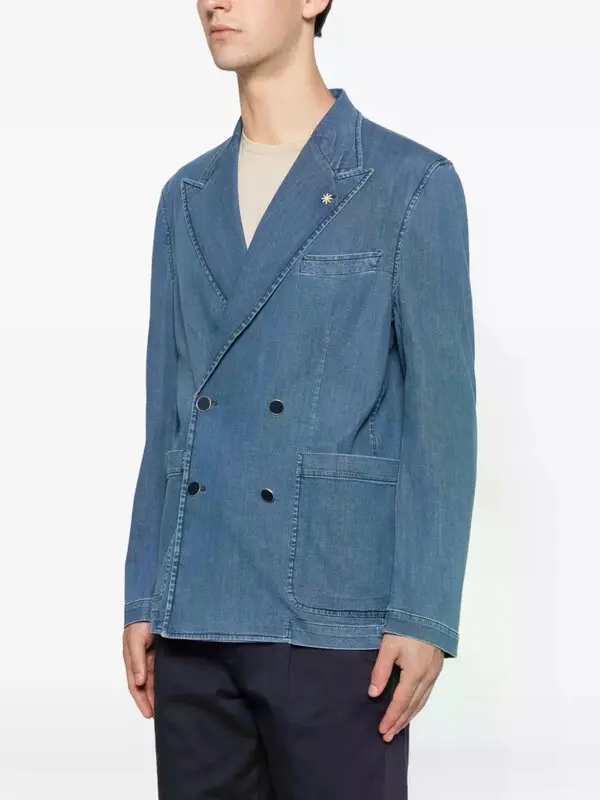 MANUEL RITZ Double-breasted Denim Jacket - Blue