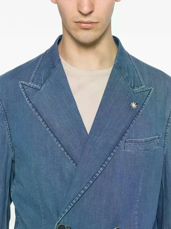 MANUEL RITZ Double-breasted Denim Jacket - Blue