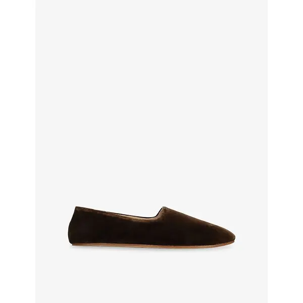THE ROW Ponti Velvet Slippers - Brown
