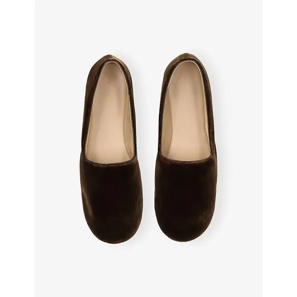 THE ROW Ponti Velvet Slippers - Brown