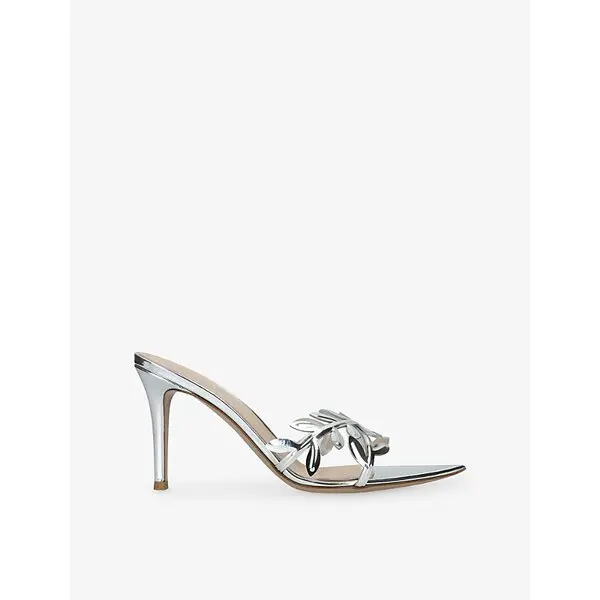 GIANVITO ROSSI Flavia 85 Leather Heeled Sandals - Silver