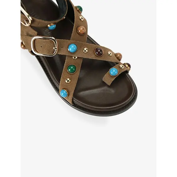Steve Madden Linear Suede Sandals - Brown