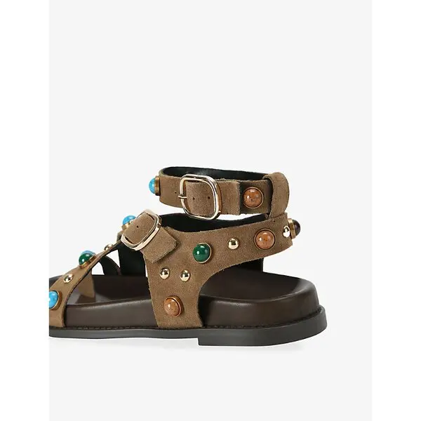 Steve Madden Linear Suede Sandals - Brown
