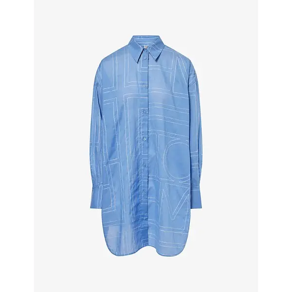 TOTEME Monogram-print Cotton-blend Shirt