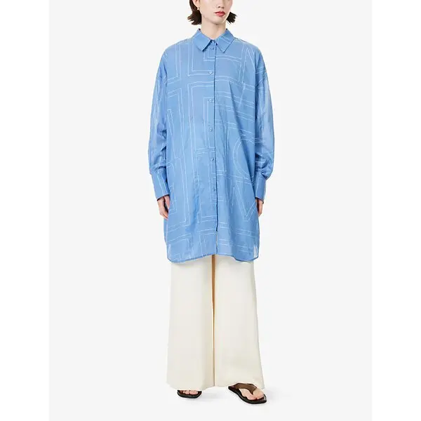 TOTEME Monogram-print Cotton-blend Shirt