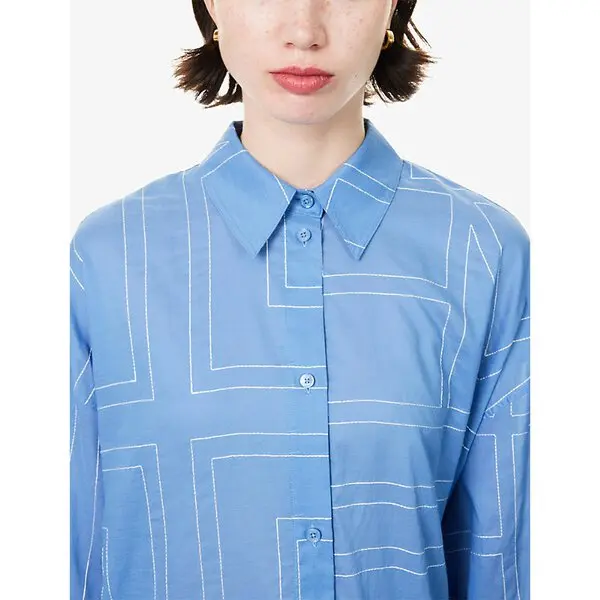 TOTEME Monogram-print Cotton-blend Shirt