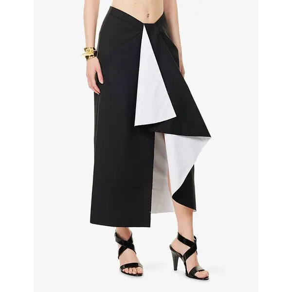 Givenchy Draped Wool Midi Skirt - Black