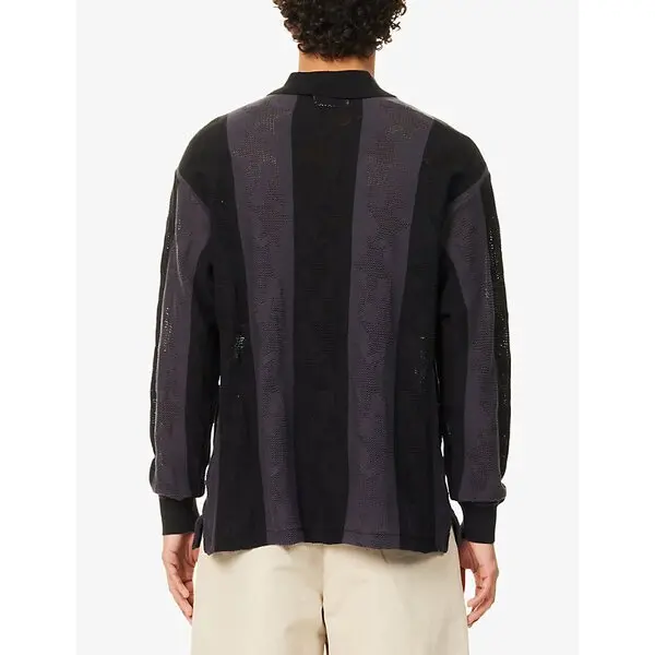 A BATHING APE Logo-embossed Striped Cotton-knit Polo Top