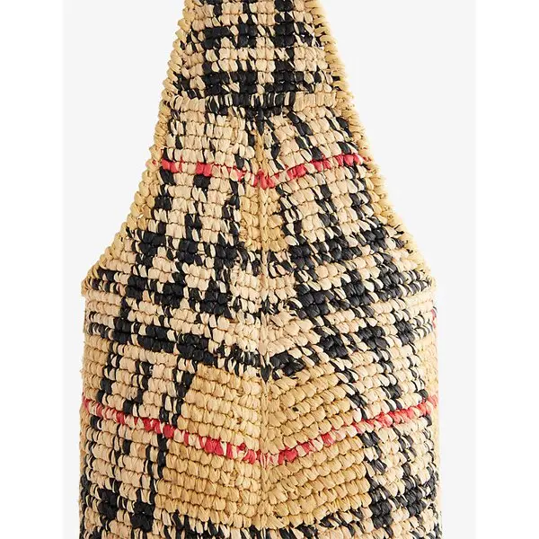 Burberry Small Margate Check Raffia Hobo Bag - Sand