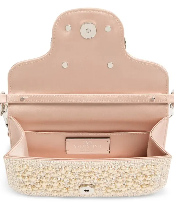 Valentino Garavani Small Shoulder Bag With Imitation Pearl Embellishment - Cream