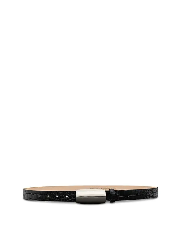 L'Agence Marlowe Leather Belt - Black Croco