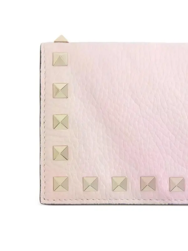 Valentino Garavani Small Rockstud Grainy Calfskin Wallet