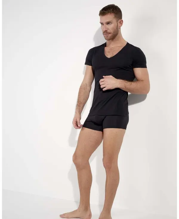 HOM Supreme Cotton V-neck T-shirt - Black