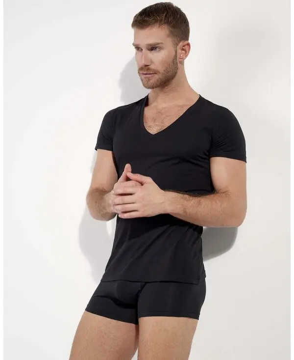 HOM Supreme Cotton V-neck T-shirt - Black