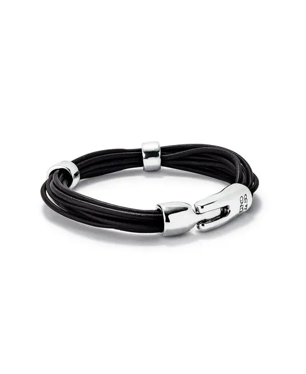UNODE50 Multi-strand Leather Bracelet With -plated Circles