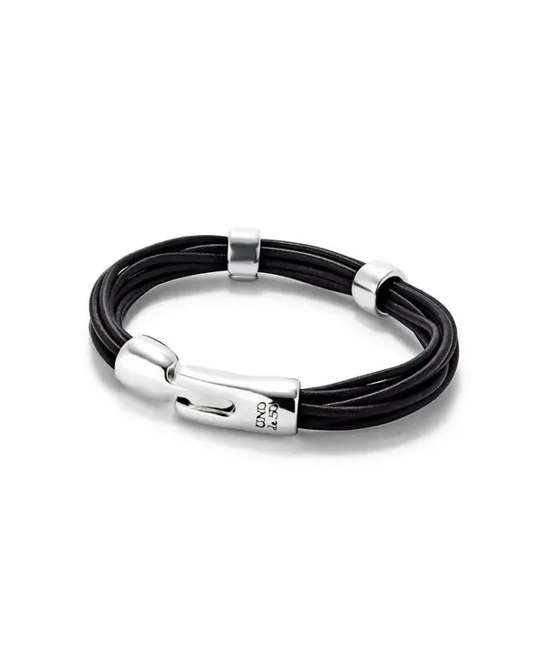 UNODE50 Multi-strand Leather Bracelet With -plated Circles