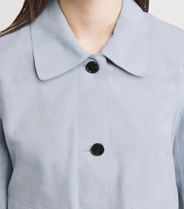 ARMA Lamb Suede Tailored Jacket - Blue