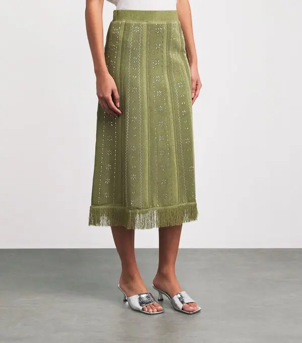 Maje Embellished Midi Skirt - Brown