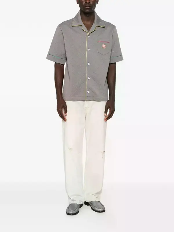 Casablanca Monogram-jacquard Contrast-trim Shirt