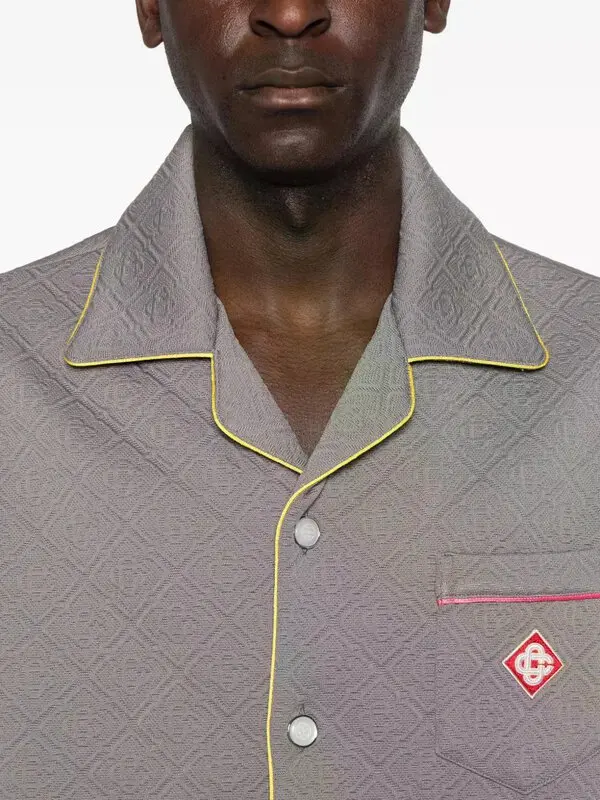 Casablanca Monogram-jacquard Contrast-trim Shirt