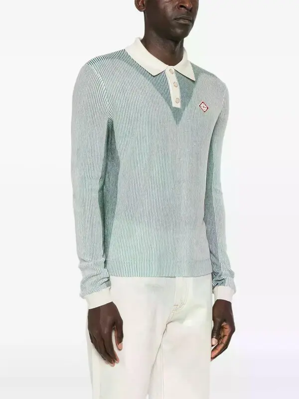 Casablanca Ribbed-knit Logo-patch Polo Shirt