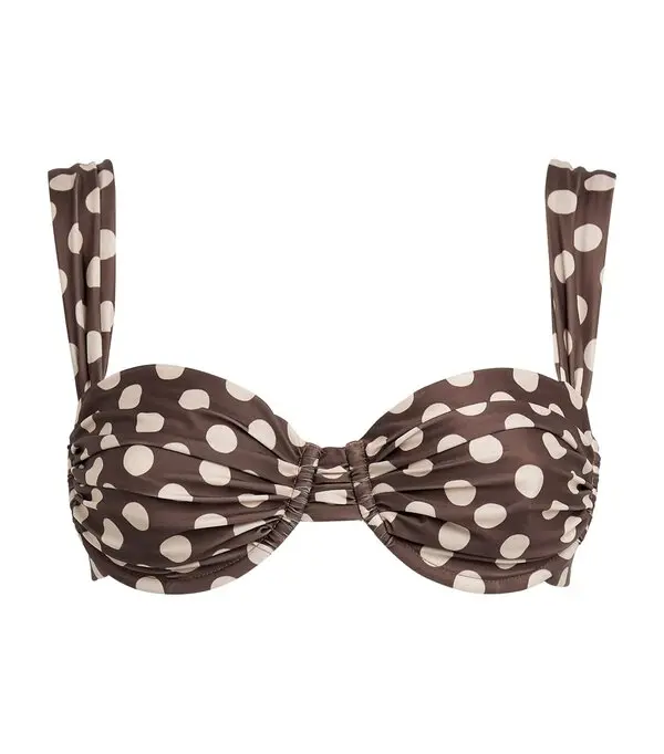 Faithfull The Brand Polka-dot Sol Bikini Top - Brown