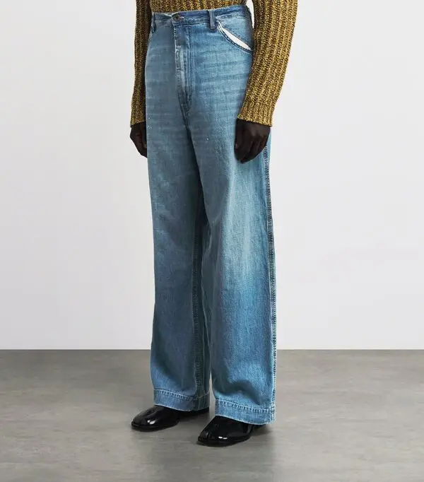 MAISON MARGIELA Distressed Wide-leg Jeans - Blue