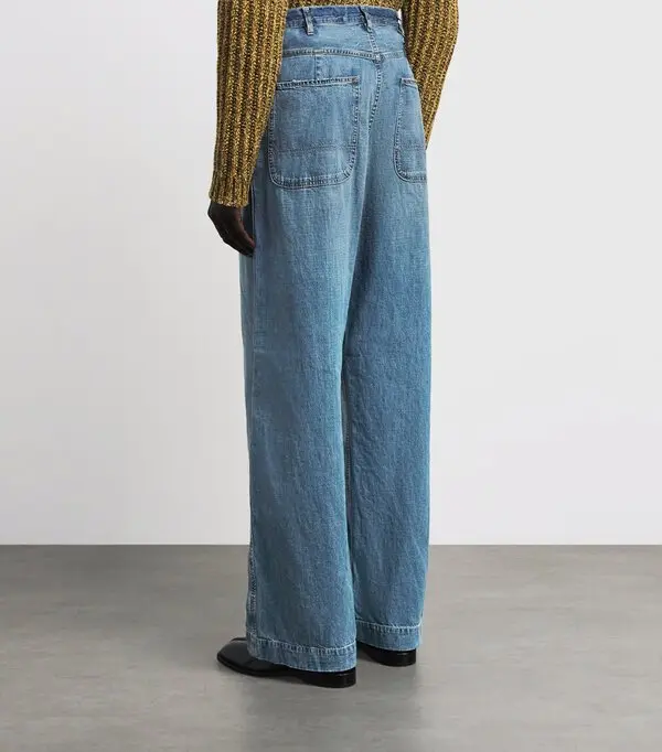 MAISON MARGIELA Distressed Wide-leg Jeans - Blue