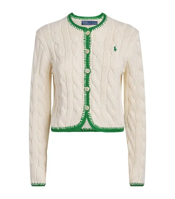 Polo Ralph Lauren Stretch-cotton Cropped Cardigan - Ivory