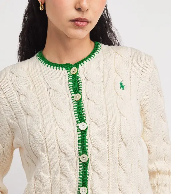 Polo Ralph Lauren Stretch-cotton Cropped Cardigan - Ivory