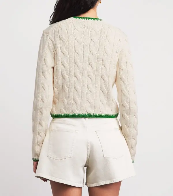 Polo Ralph Lauren Stretch-cotton Cropped Cardigan - Ivory