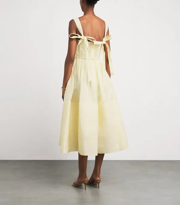 Zimmermann Linen-silk Belted Midi Dress - Yellow