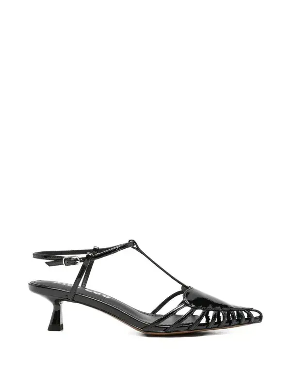 BIBI LOU Patent Heart Motif Sandals - Black