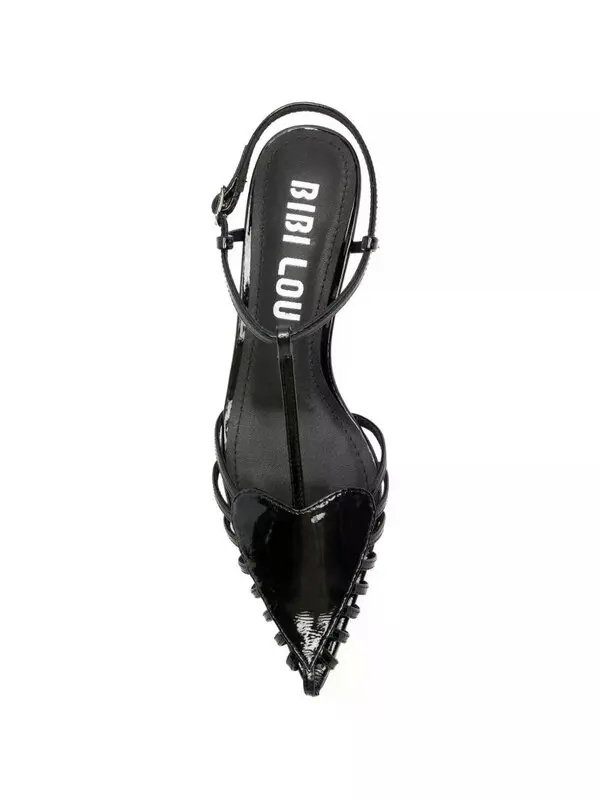 BIBI LOU Patent Heart Motif Sandals - Black