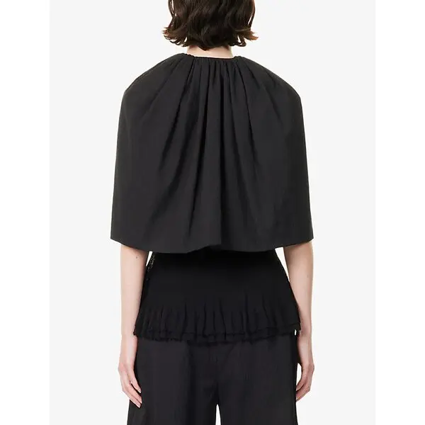 ASHLYN Gathered Cotton-blend Cape