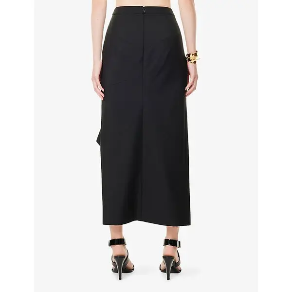 Givenchy Draped Wool Midi Skirt