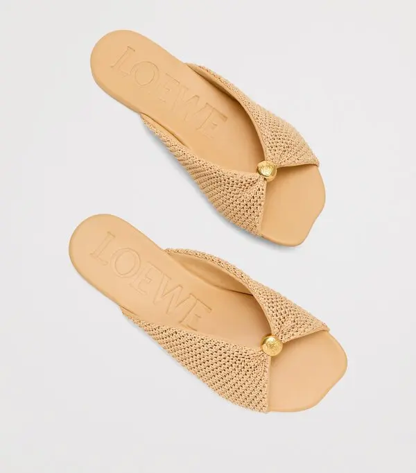 Loewe X Paula's Ibiza Woven Pebble Slides - Yellow