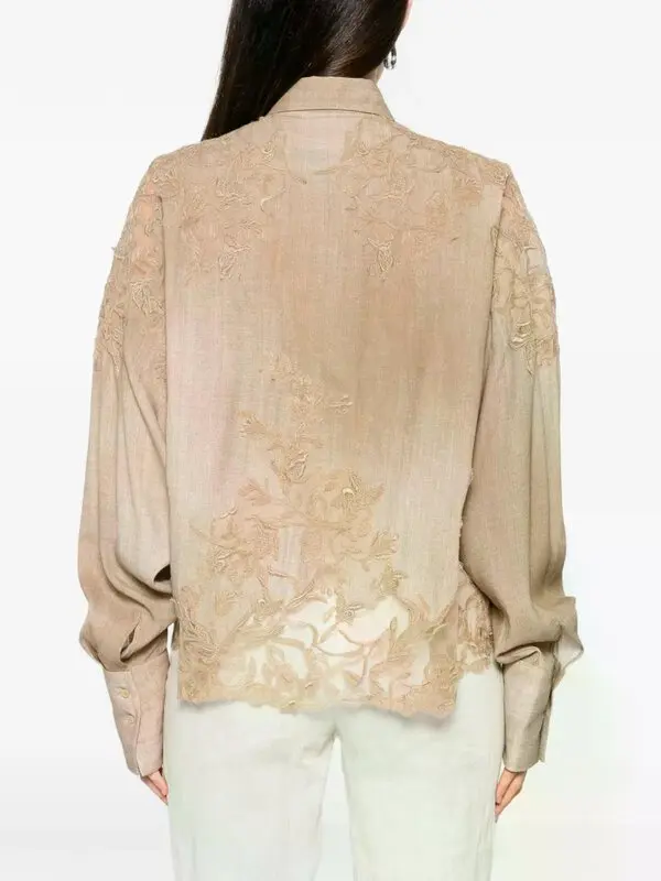 Ermanno Scervino Embroidered Lace-detail Shirt - Neutrals