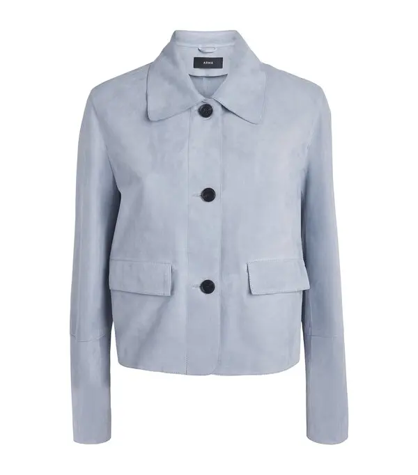 ARMA Lamb Suede Tailored Jacket - Blue