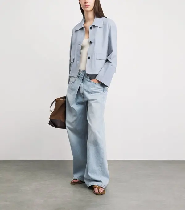 ARMA Lamb Suede Tailored Jacket - Blue