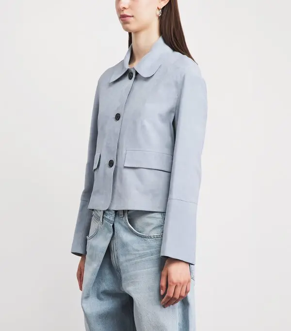 ARMA Lamb Suede Tailored Jacket - Blue
