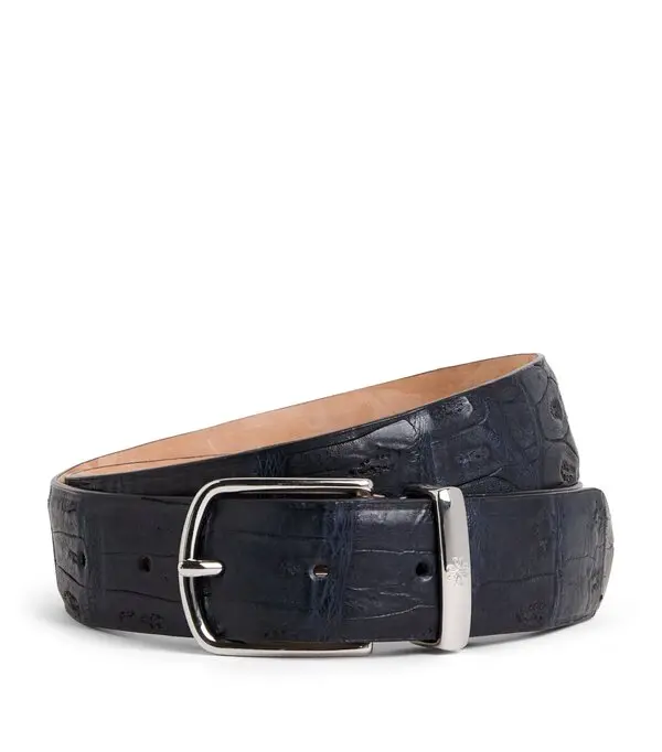 Jacob Cohen Crocodile Leather Belt - Navy