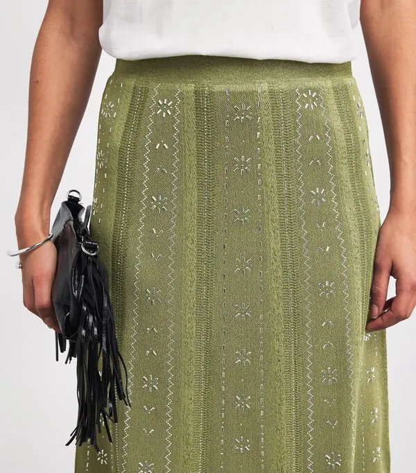 Maje Embellished Midi Skirt - Brown