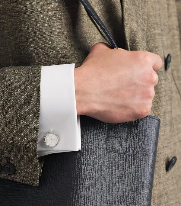 BABETTE WASSERMAN LONDON Rhodium-plated Halfpenny Cufflinks